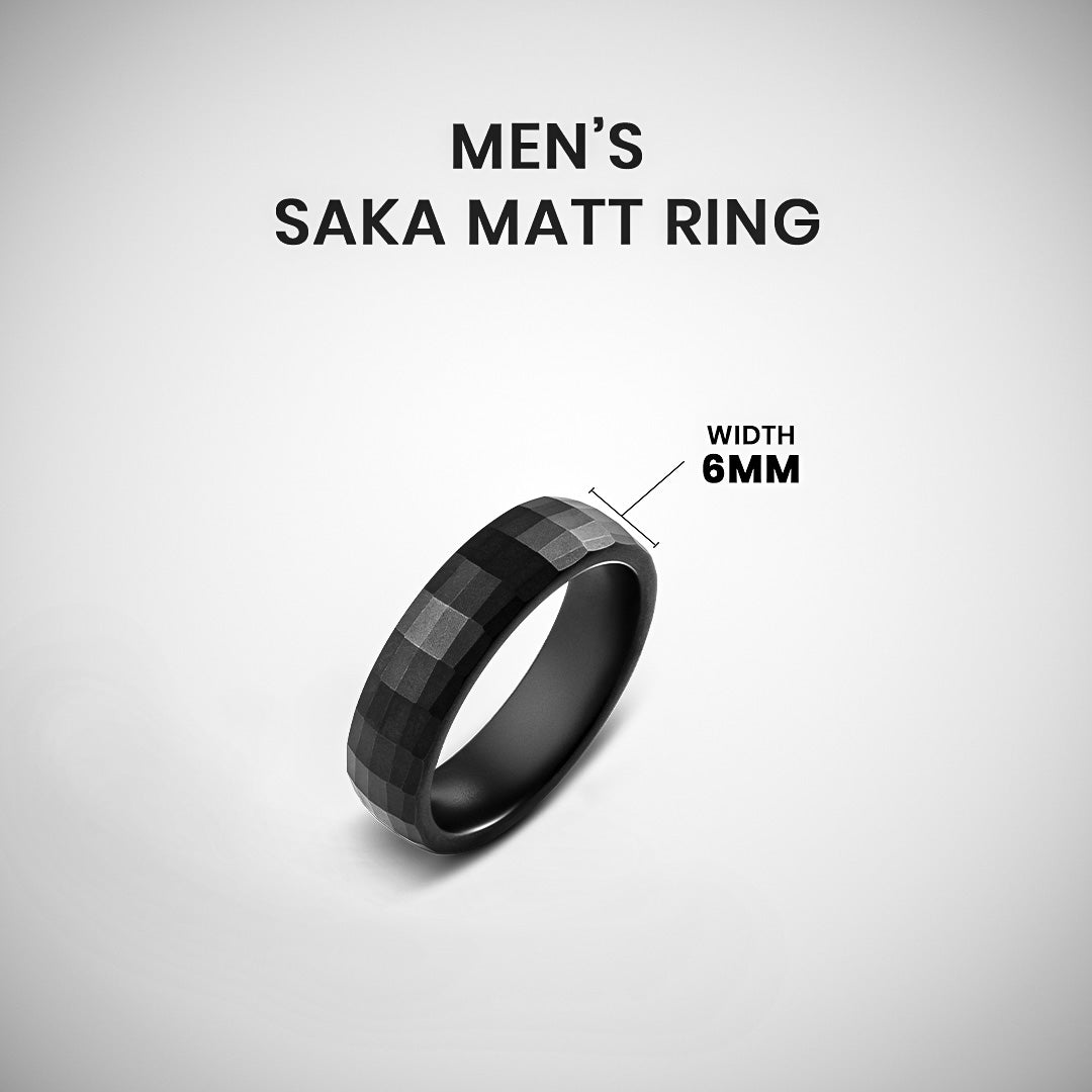 Men’s Saka Matt Ring – Matte Black Faceted Band | Black Mamba – HOUSE OF BLACK MAMBA