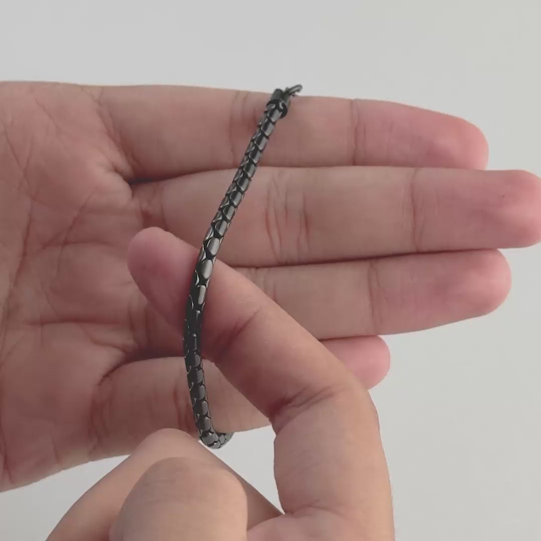 Helix Bracelet | Black & Rhodium Metal by Black Mamba – HOUSE OF BLACK MAMBA